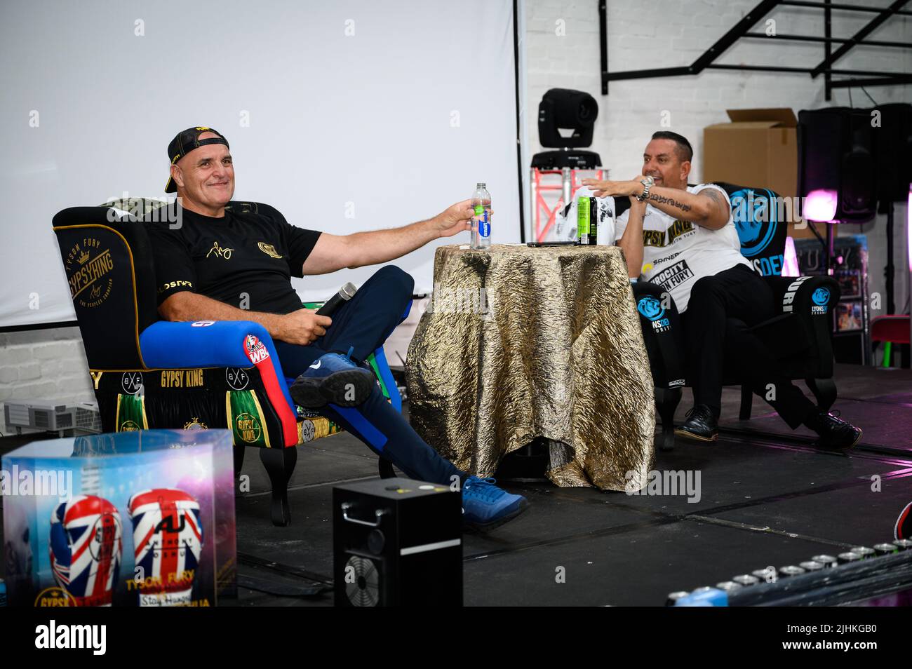 Swansea, UK. 16 July 2022. John Fury, supporting his son the British ...
