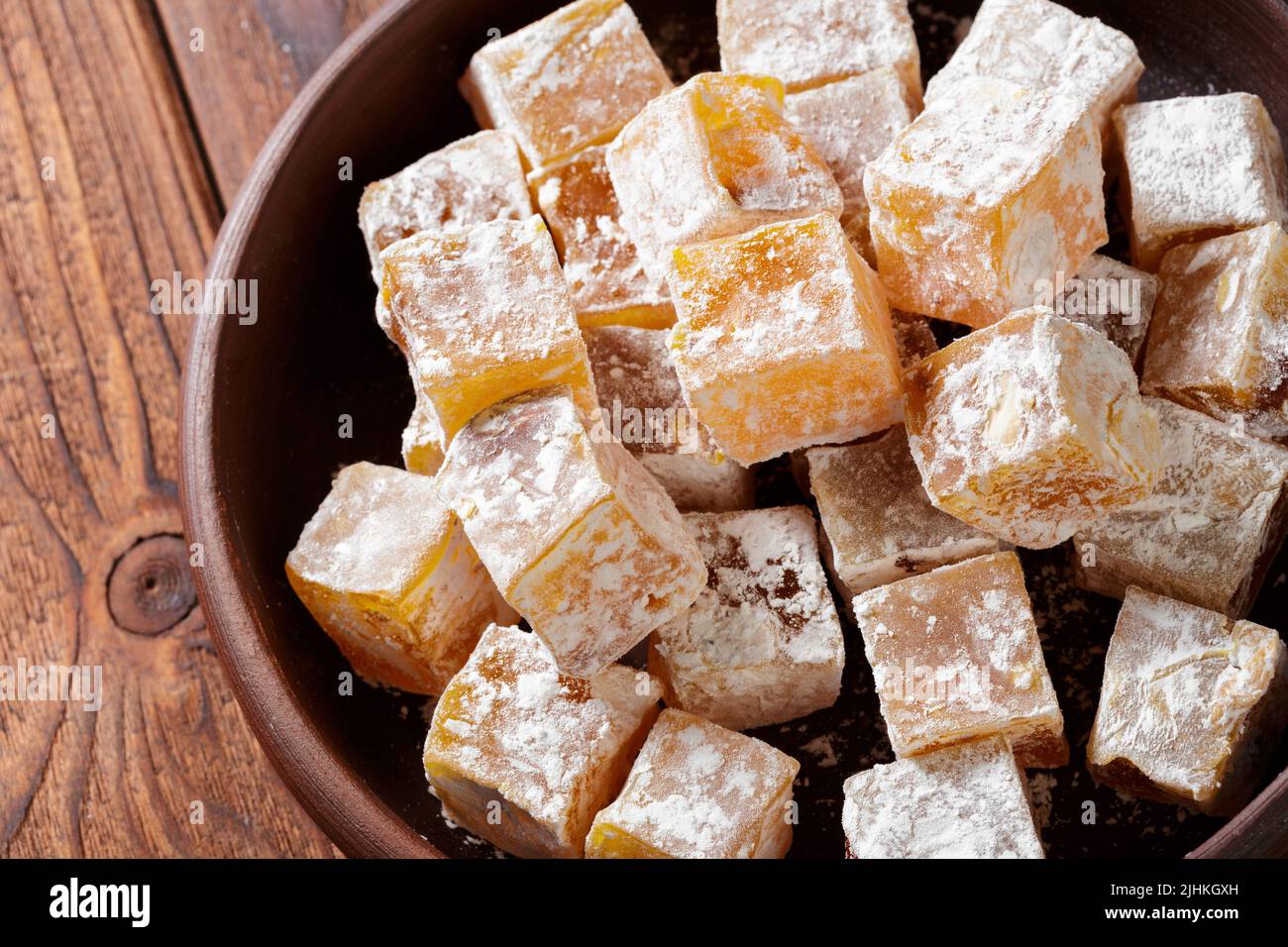 Turkish delight on a wooden table Stock Photo - Alamy
