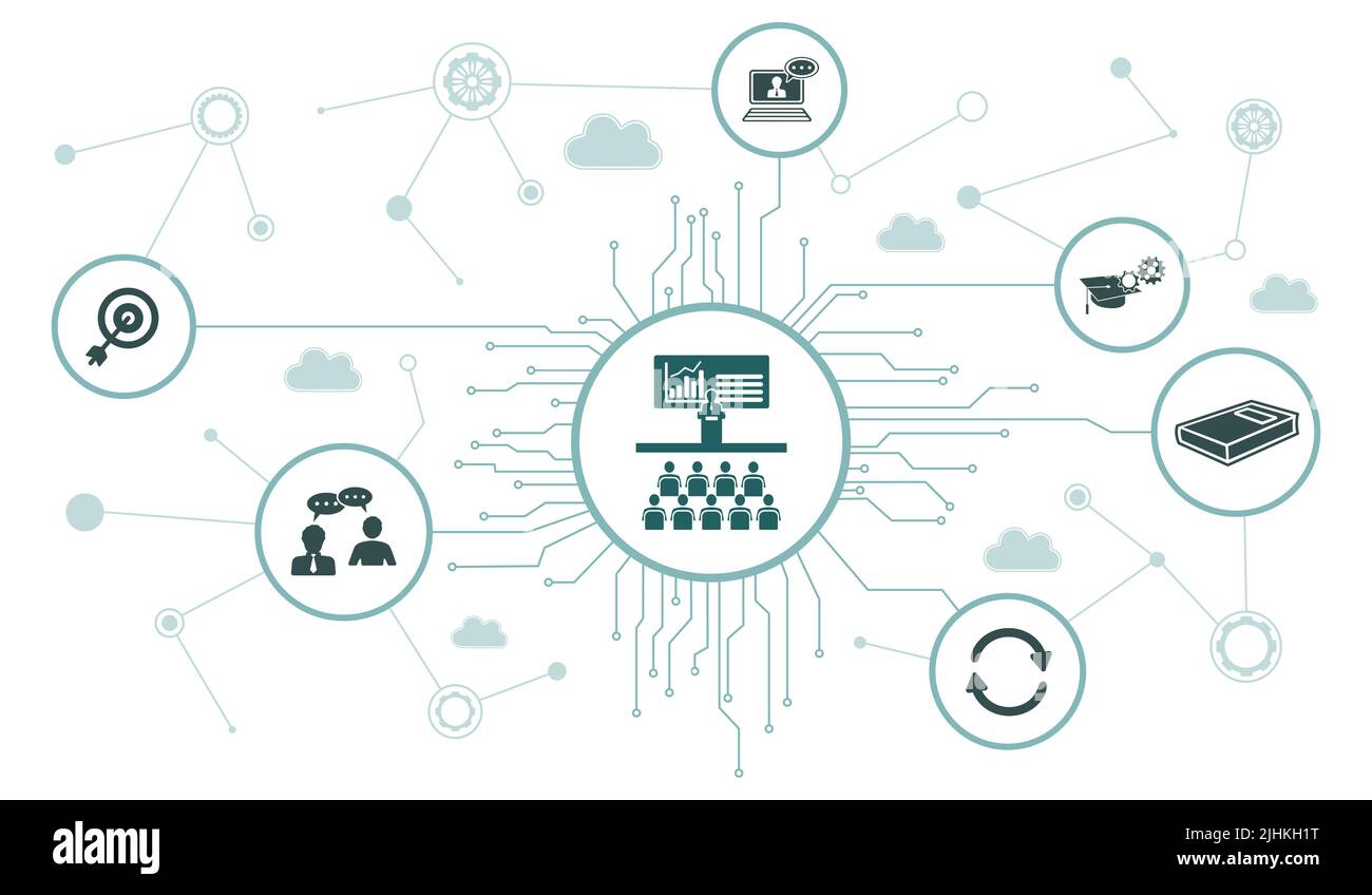 Concept of teaching with connected icons Stock Photo - Alamy