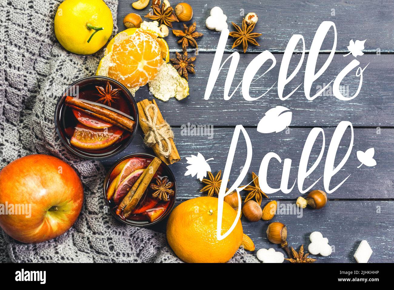 Hello fall message Stock Photo - Alamy
