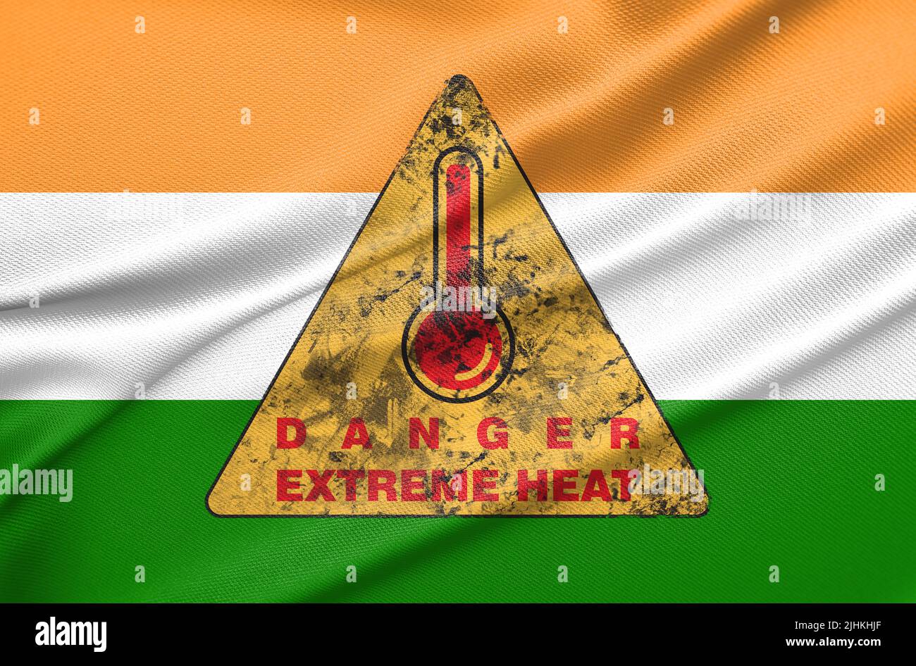 Danger extreme heat in India, heatwave in India, Flag India with text ...
