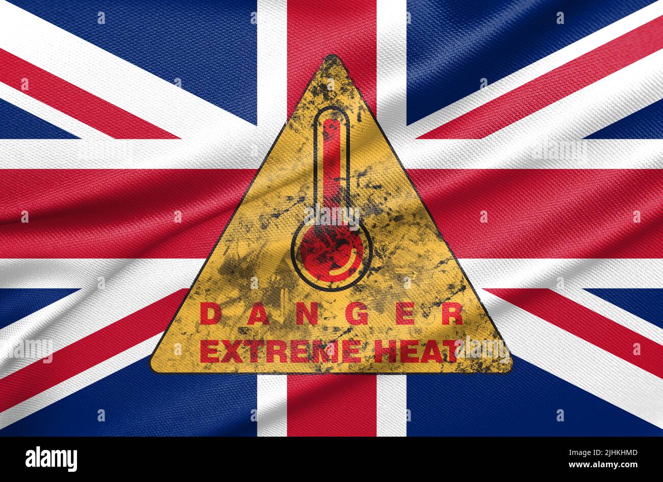 Danger extreme heat in United Kingdom, heatwave in United Kingdom, Flag ...