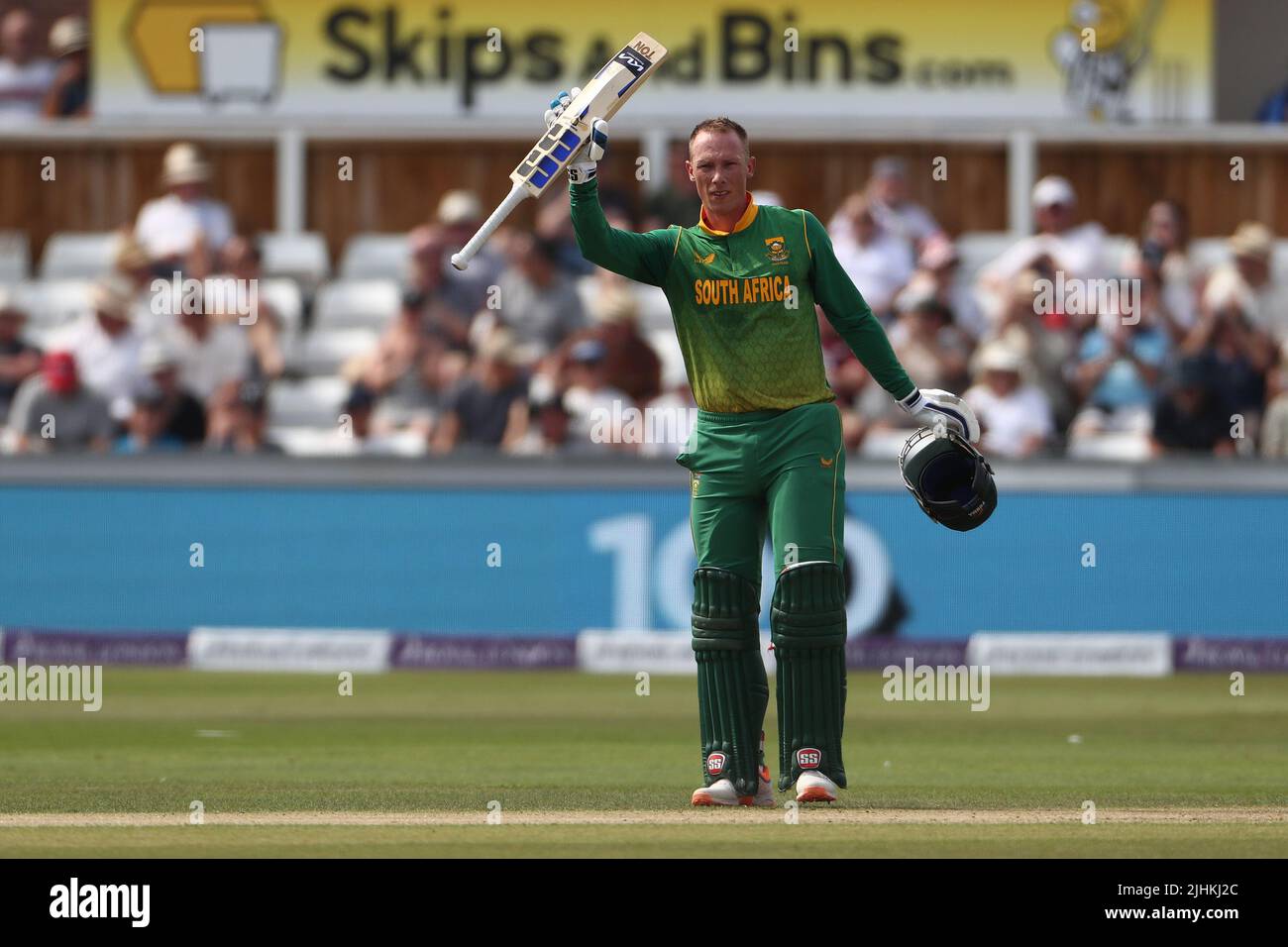 South Africa's Rassie van der Dussen celebrates with Aiden Markram ...