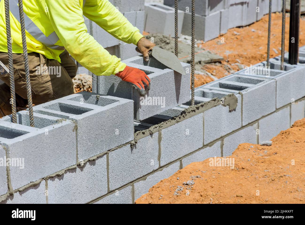 There was a mason who was laying the mounting to the aerated concrete ...