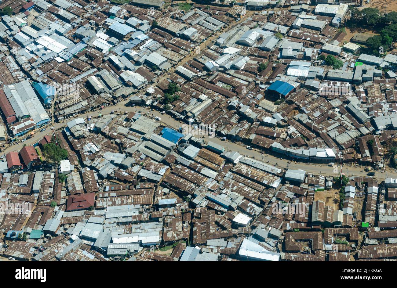 KENYA, Nairobi, aerial view of slum Kibera / KENIA, Nairobi ...