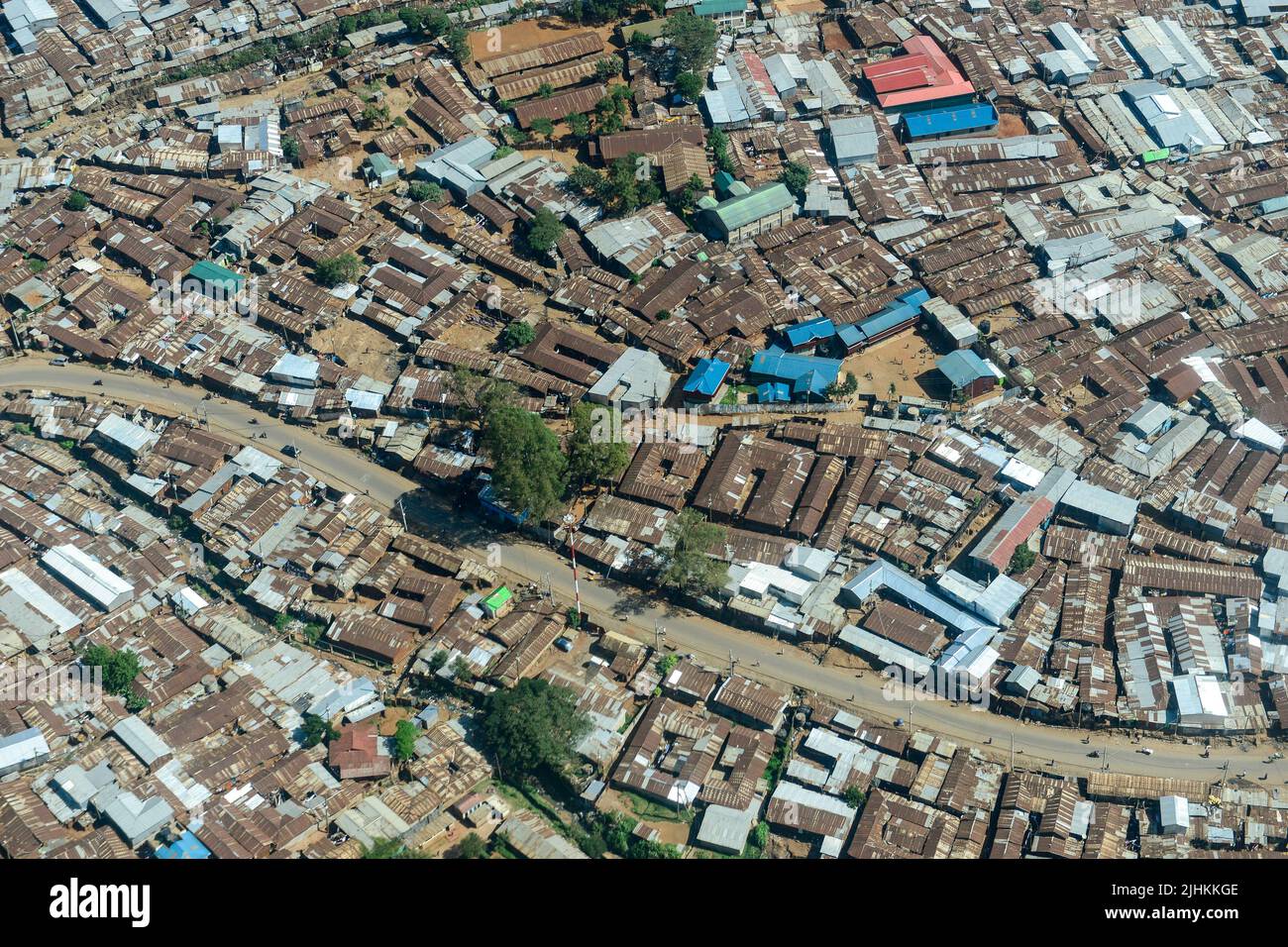 KENYA, Nairobi, aerial view of slum Kibera / KENIA, Nairobi ...
