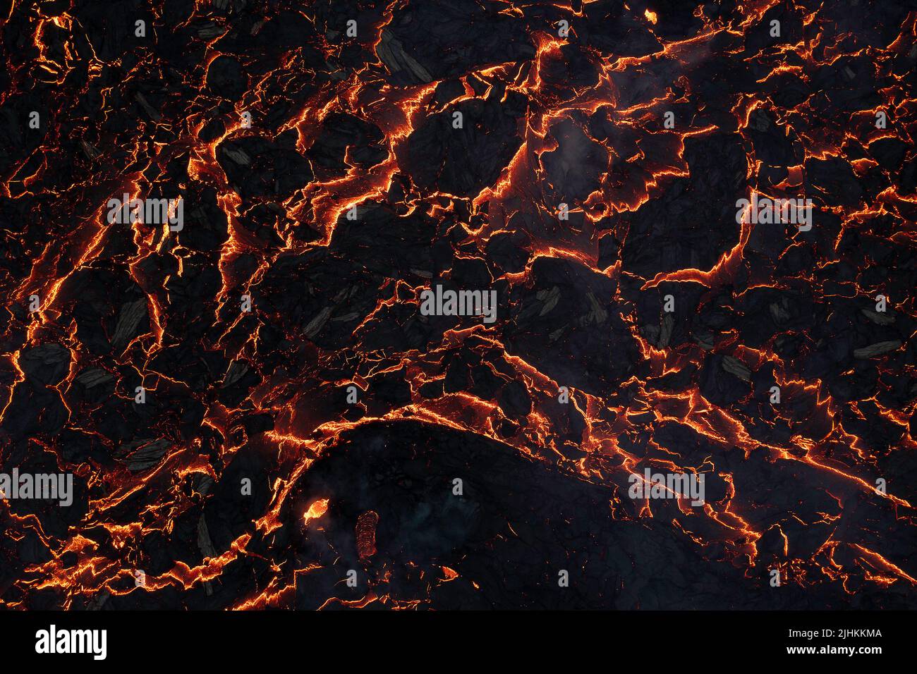 aerial view looking down on a river of lava , beautiful patterns and ...