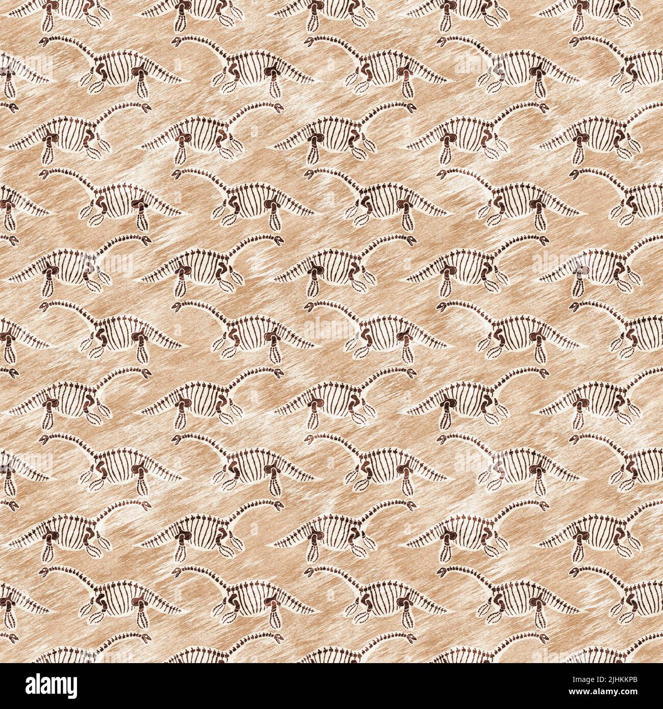 Brown plesiosaur dinosaur fossil bones seamless pattern. Gender Neutral ...