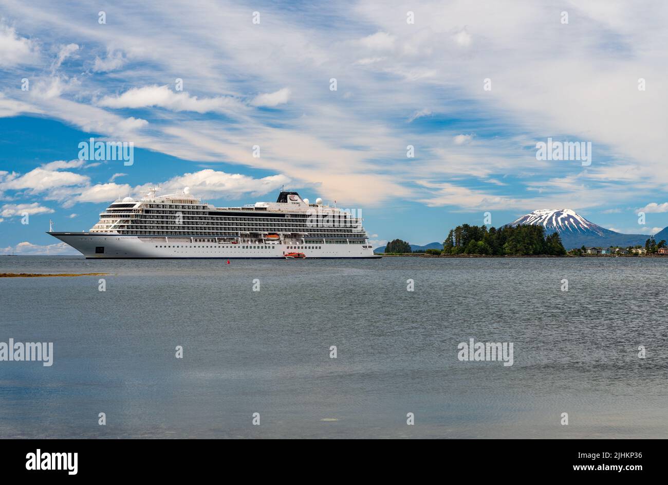 Sitka, AK - 8 June 2022: Viking Orion cruise ship anchored in Sitka bay ...