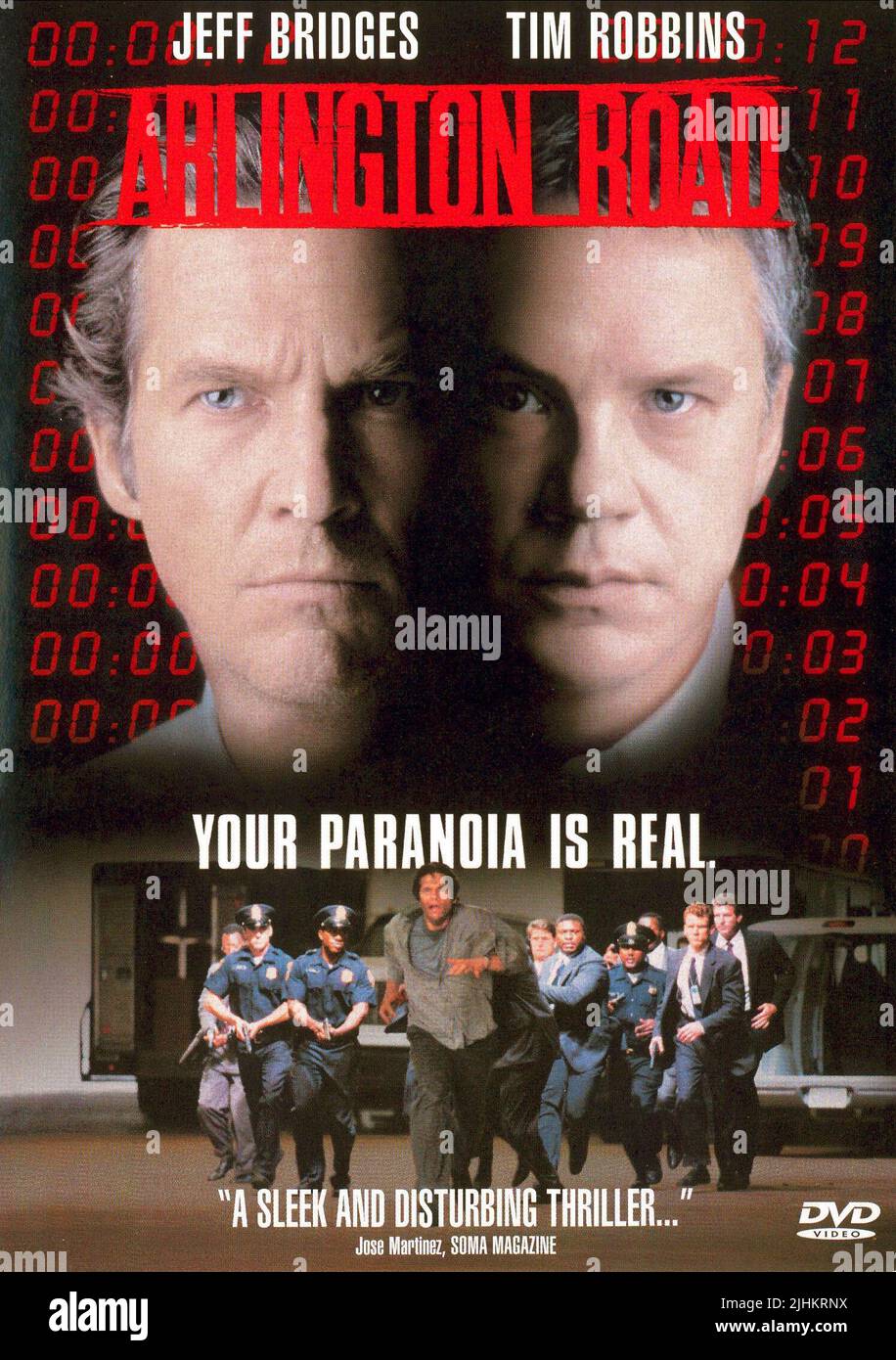 JEFF BRIDGES, TIM ROBBINS POSTER, ARLINGTON ROAD, 1999 Stock Photo - Alamy