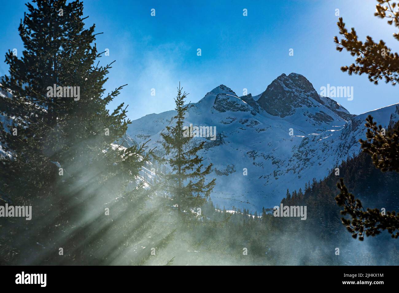 Winter scene, Maliovitza peak, Rila mountain, climbing area, Balkans ...