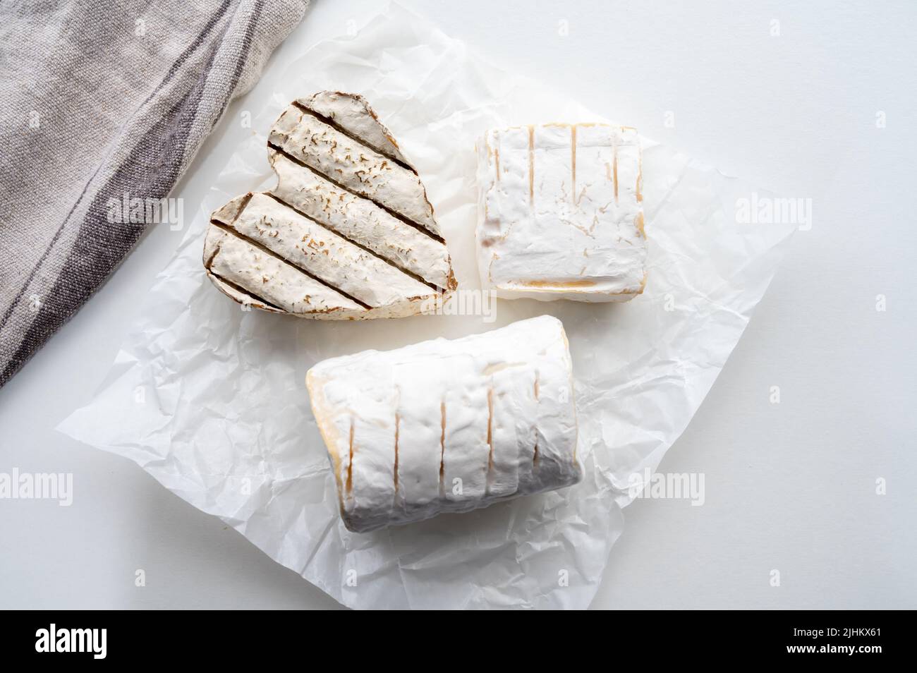 French cheeses heartshaped, squared and cylindrical neufchatel cow ...