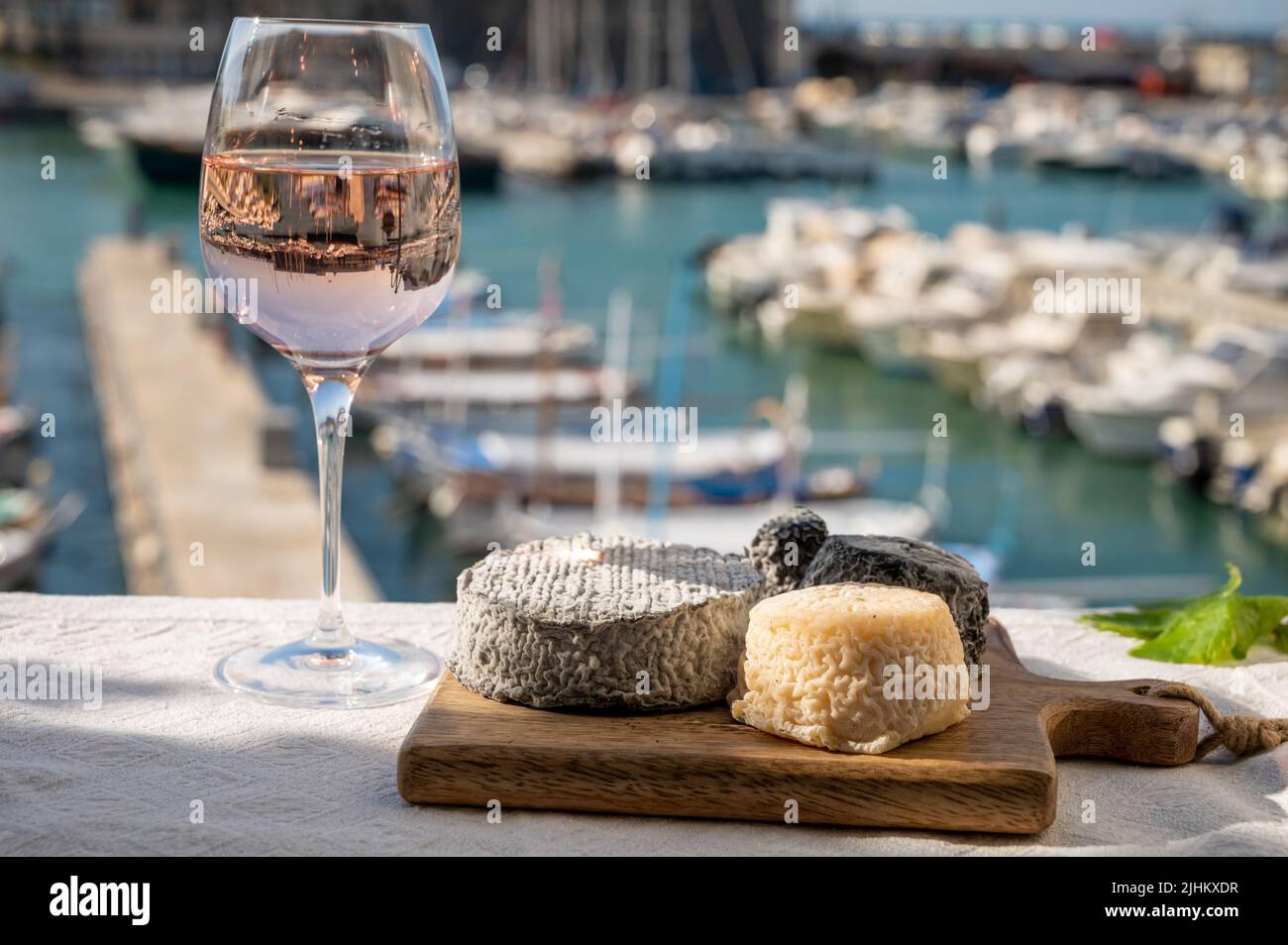 French goat cheeses crottin and selles-sur-cher served with view on ...