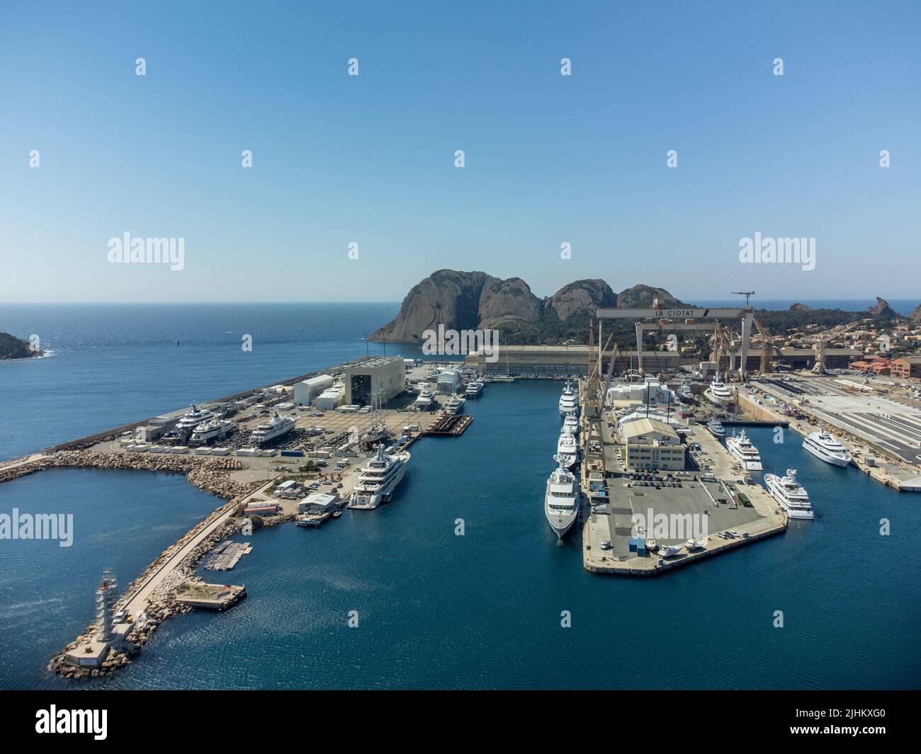 Panoramic aerial view on old historical coastal Provencal city La ...