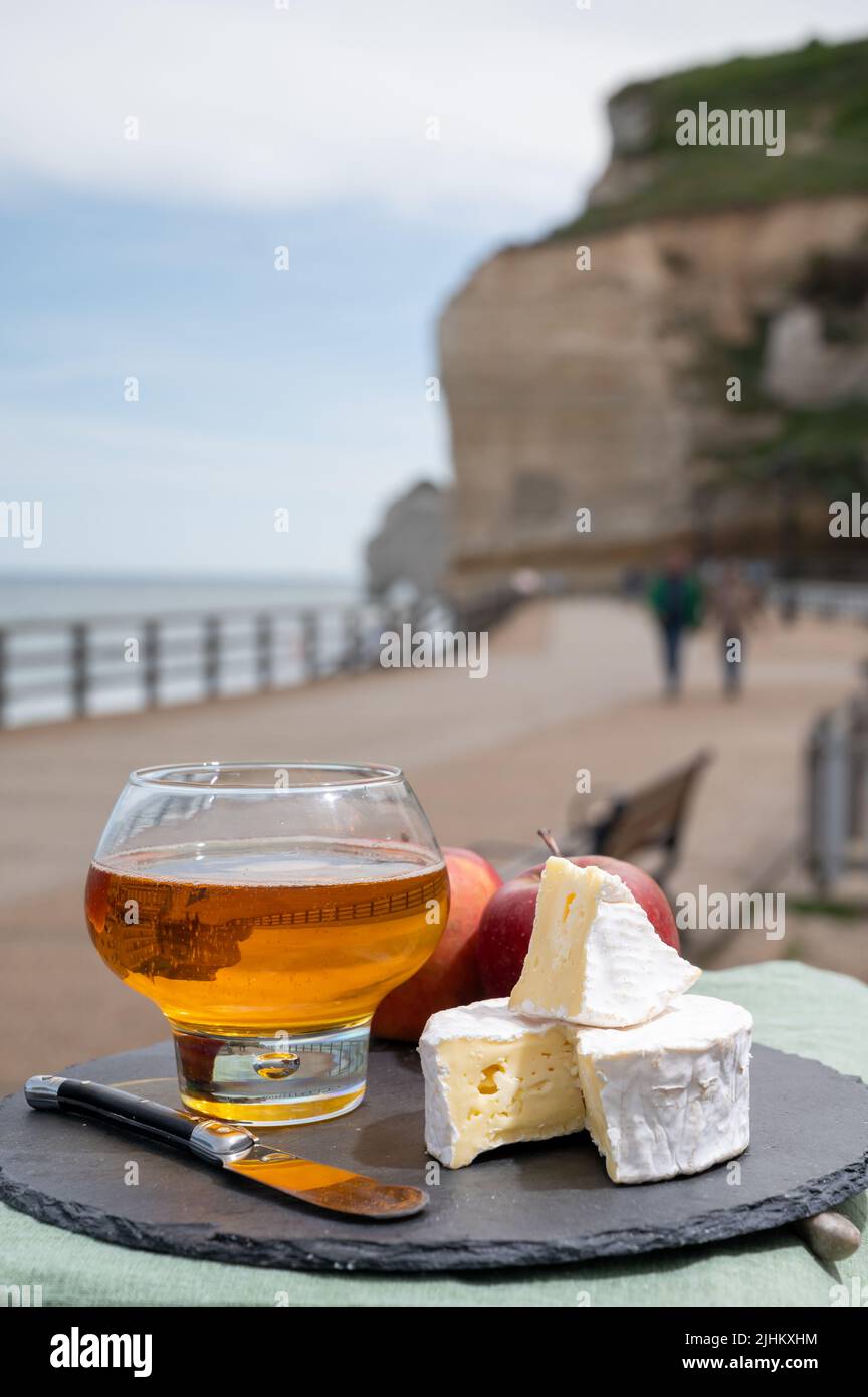 Tastes of Normandy - french cow cheese camembert and apple cider served ...