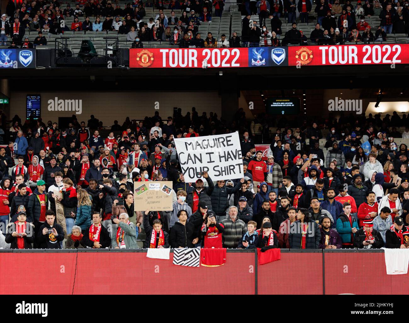 Melbourne, Australia, 19 Jul 2022. Manchester United fans in the stands ...