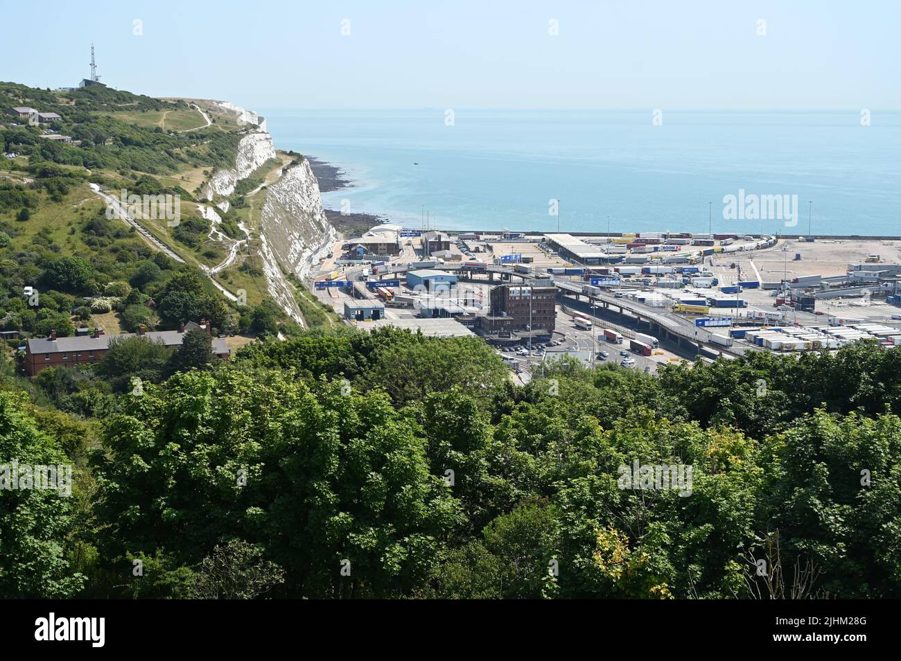 Dover, Kent, UK-July 19th 2022: Looking down at the port of Dover from ...