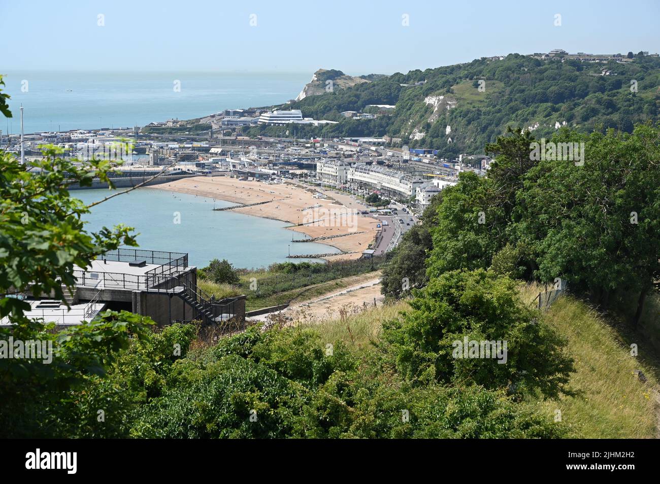 Dover, Kent, UK-July 19th 2022: Looking down at the beach at Dover from ...
