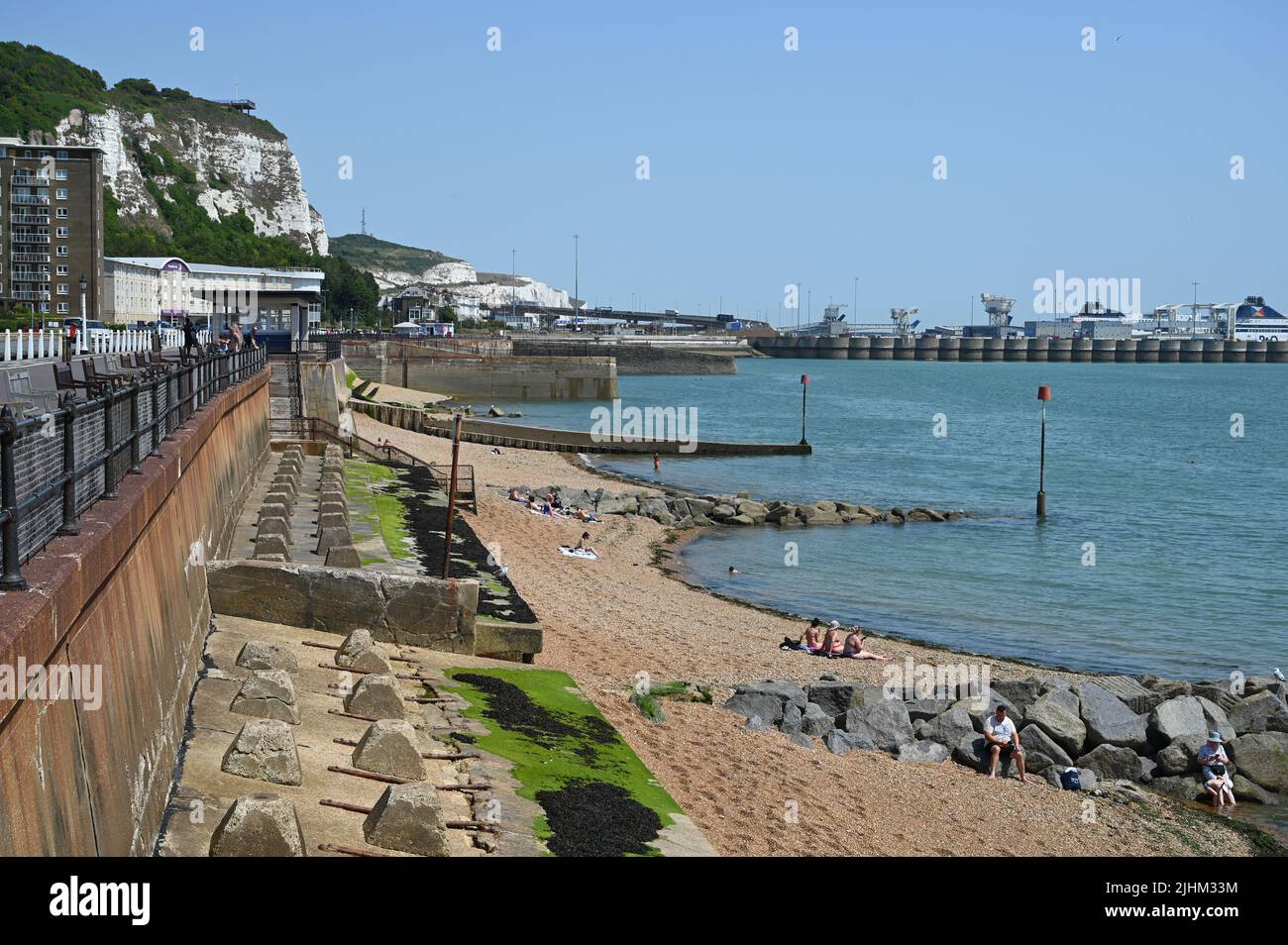 The shingle beach at Dover during the heatwave on 19 July 2022. The ...