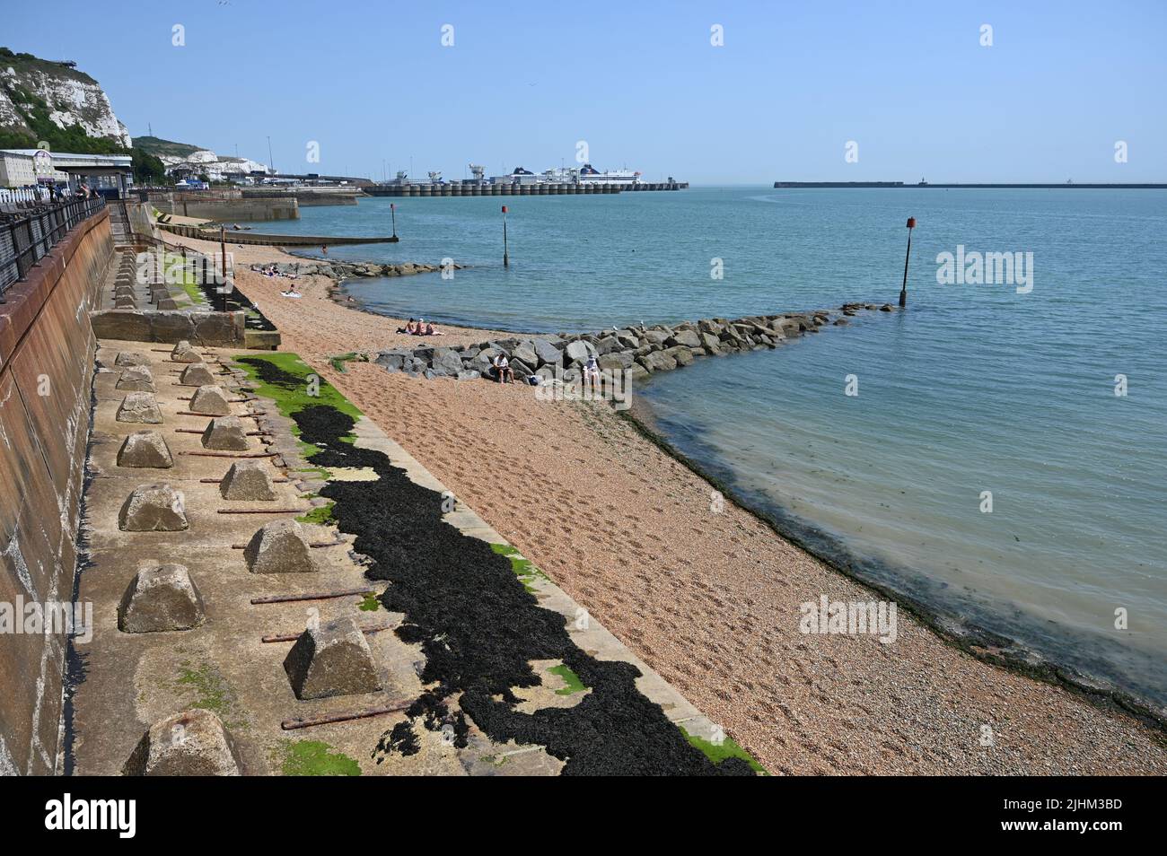 The shingle beach at Dover during the heatwave on 19 July 2022. The ...