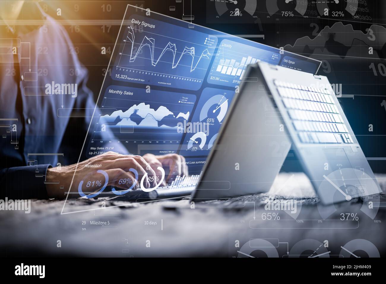 Financial KPI Data Profits Dashboard On Computer Stock Photo - Alamy