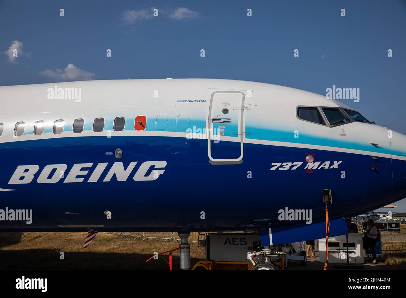 Boeing 737 on display at Farnborough International Airshow Stock Photo ...