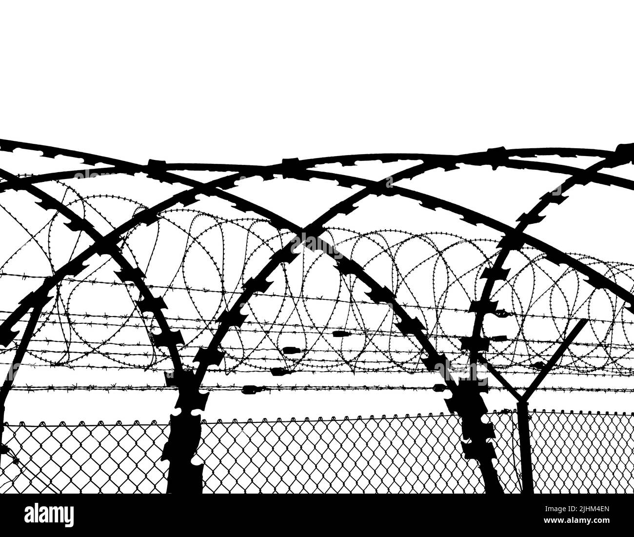 Сontour of barbed wire on a white background Stock Photo - Alamy