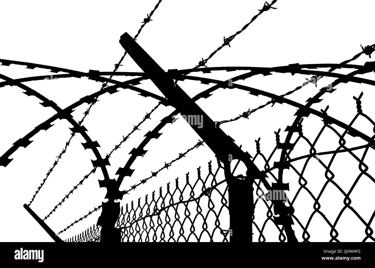 Сontour of barbed wire on a white background Stock Photo - Alamy
