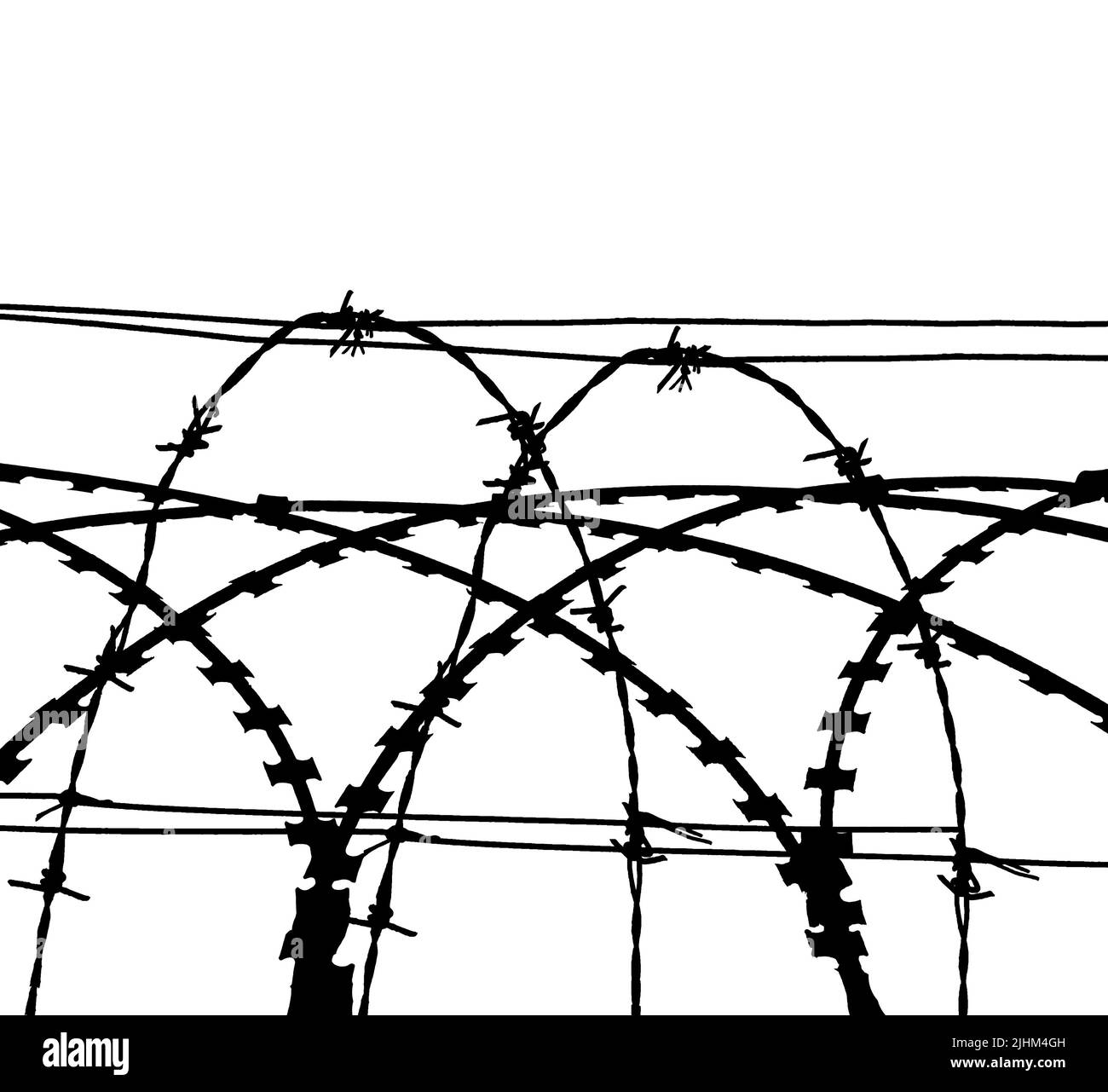 Сontour of barbed wire on a white background Stock Photo - Alamy