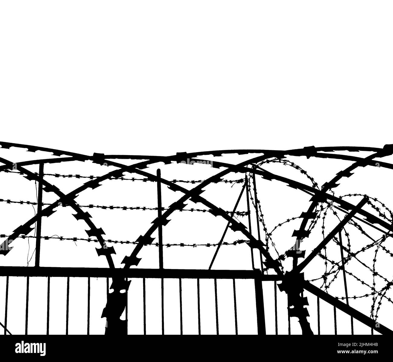 Сontour of barbed wire on a white background Stock Photo - Alamy