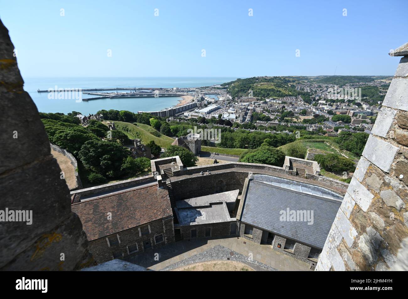 Dover, Kent, UK-July 19th 2022: Looking down at the beach at Dover from ...