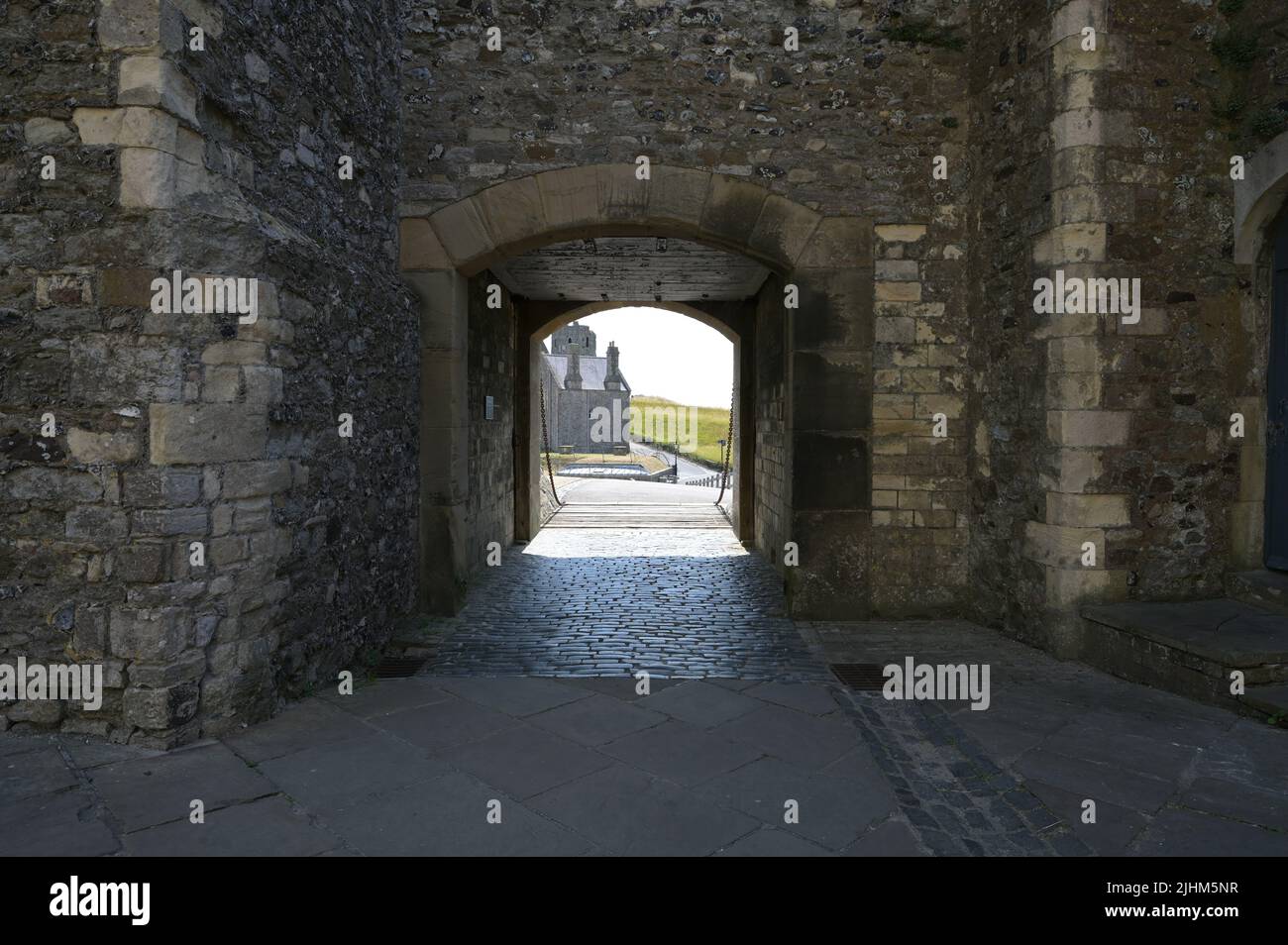 A medieval castle entrance or exit protected by a Drawbridge in the UK ...