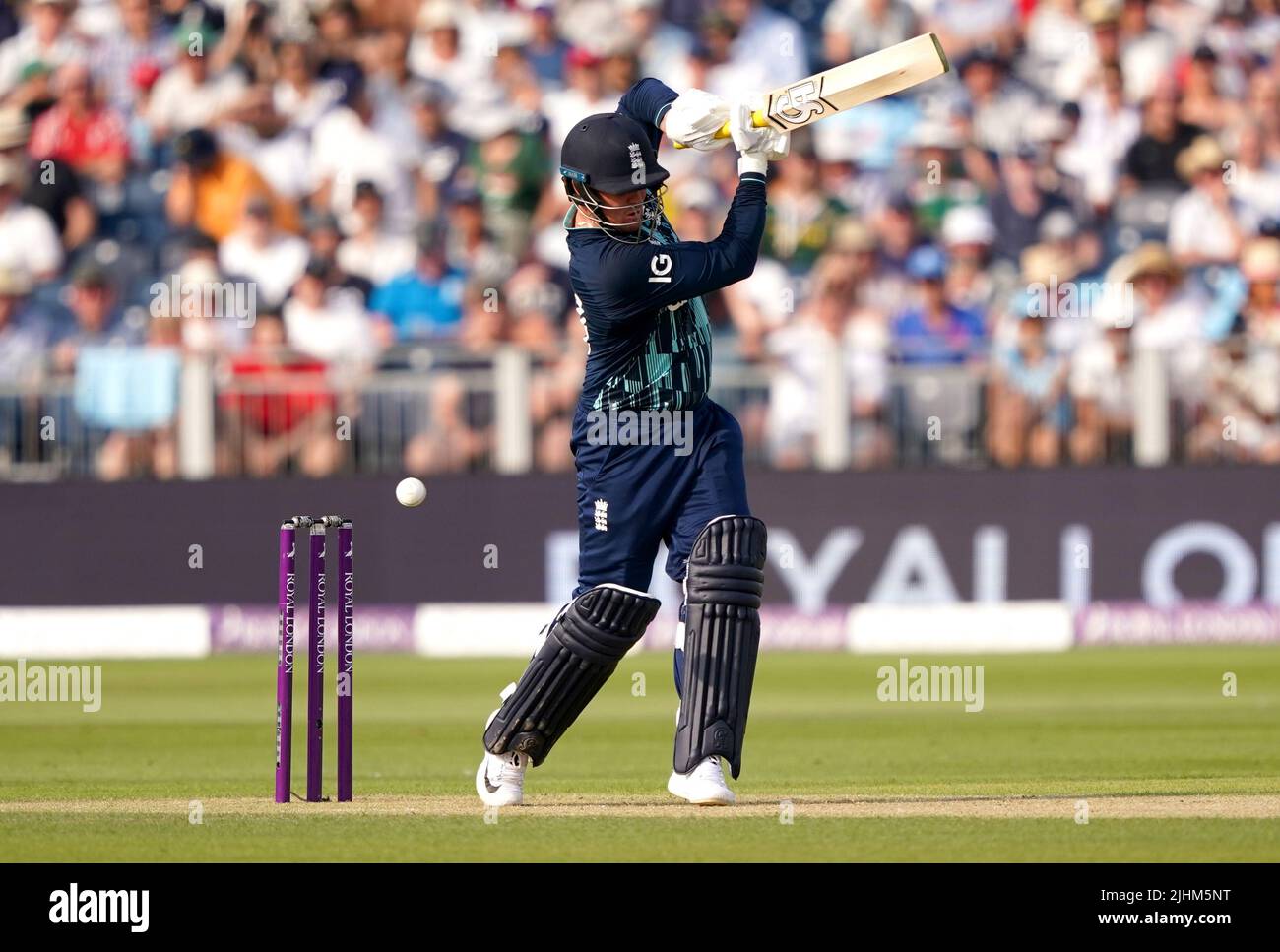 England's Jason Roy bats during the first one day international match ...