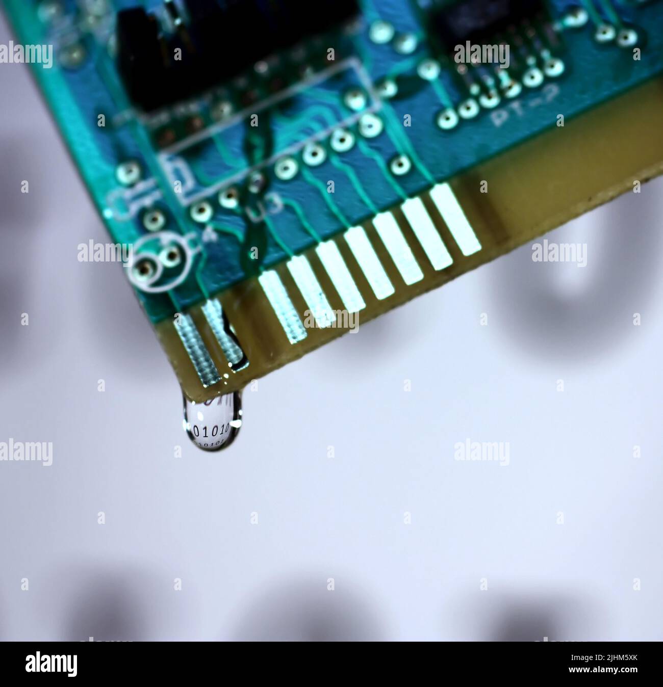 Binary numbers zero and one reflected inside the water drop from ...