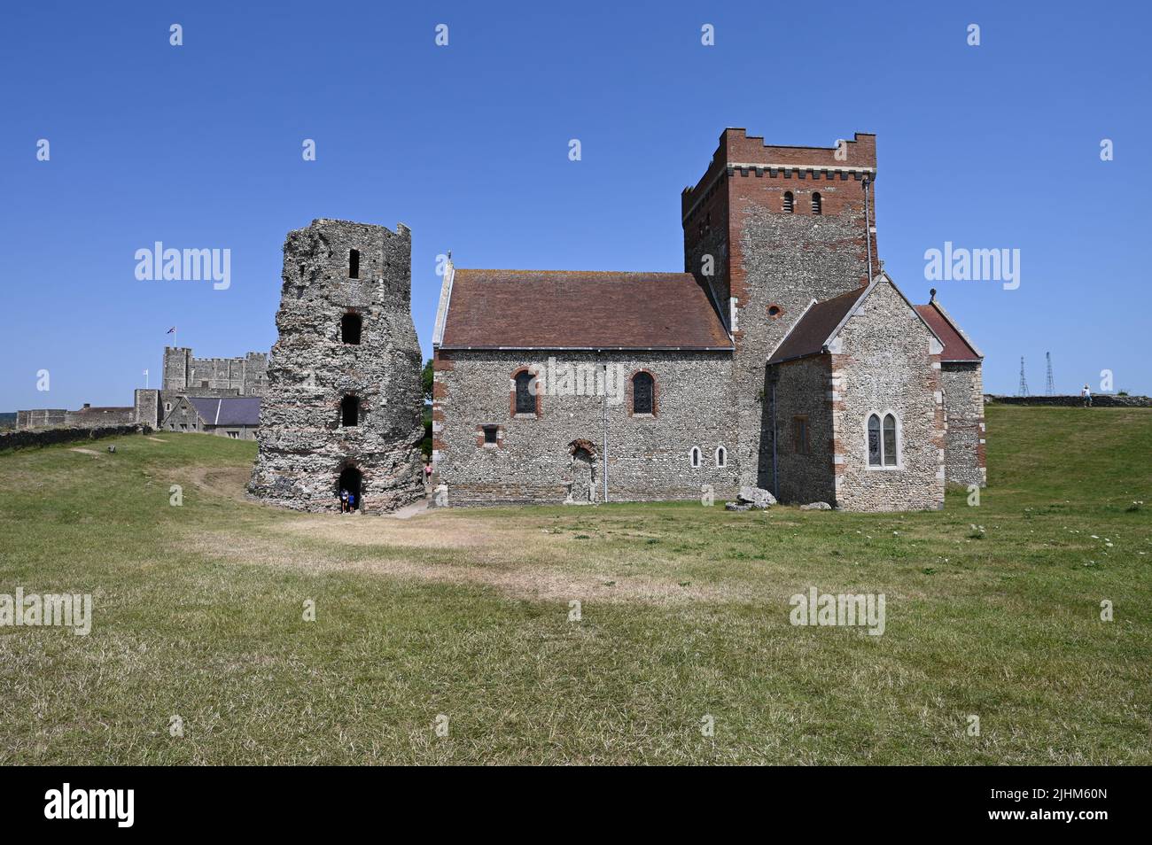 St Mary sub Castro and an AD Roman lighthouse in Dover Stock Photo - Alamy