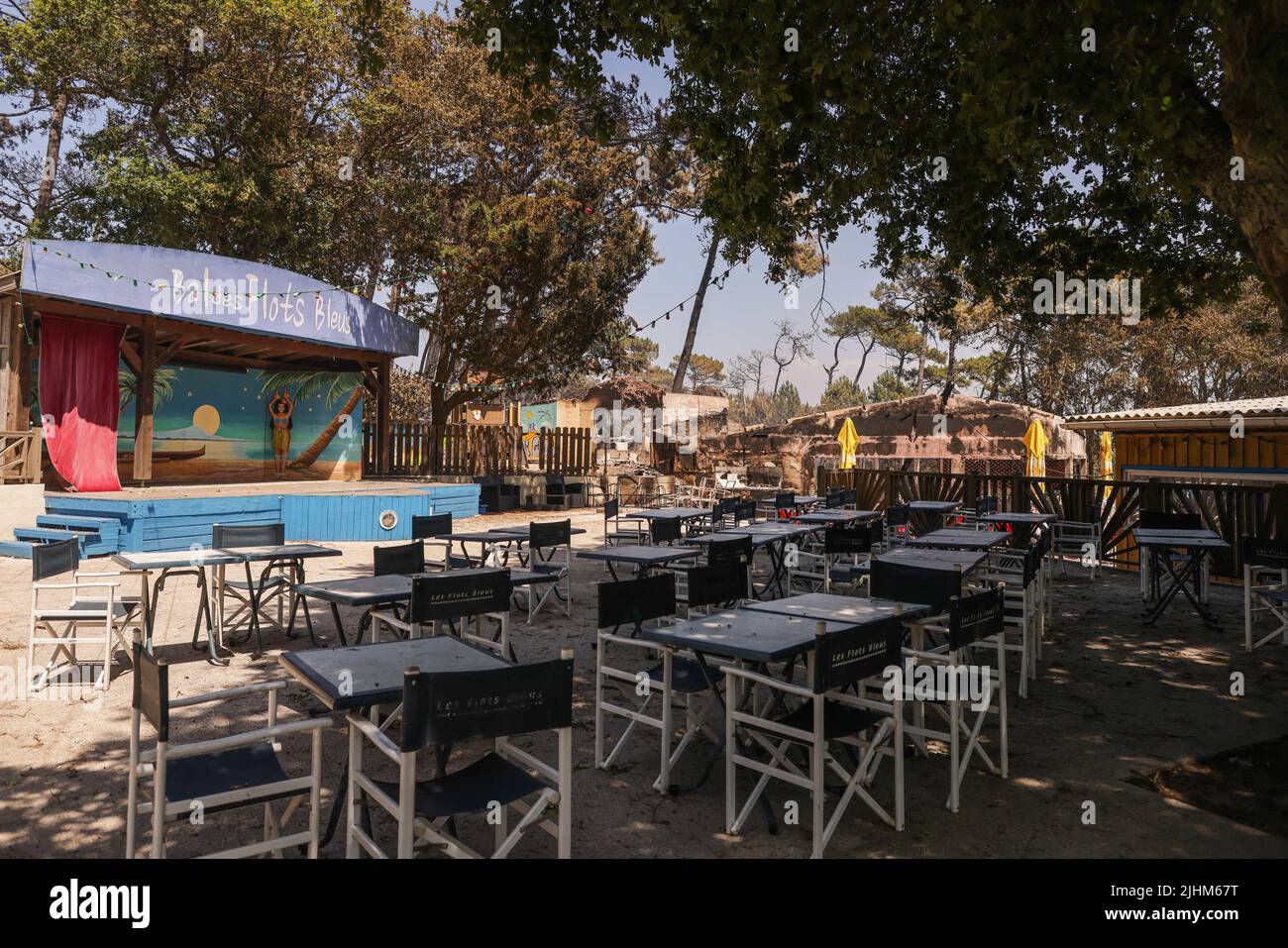 The Flots Bleus campsite destroyed by flames, located near The Dune du ...