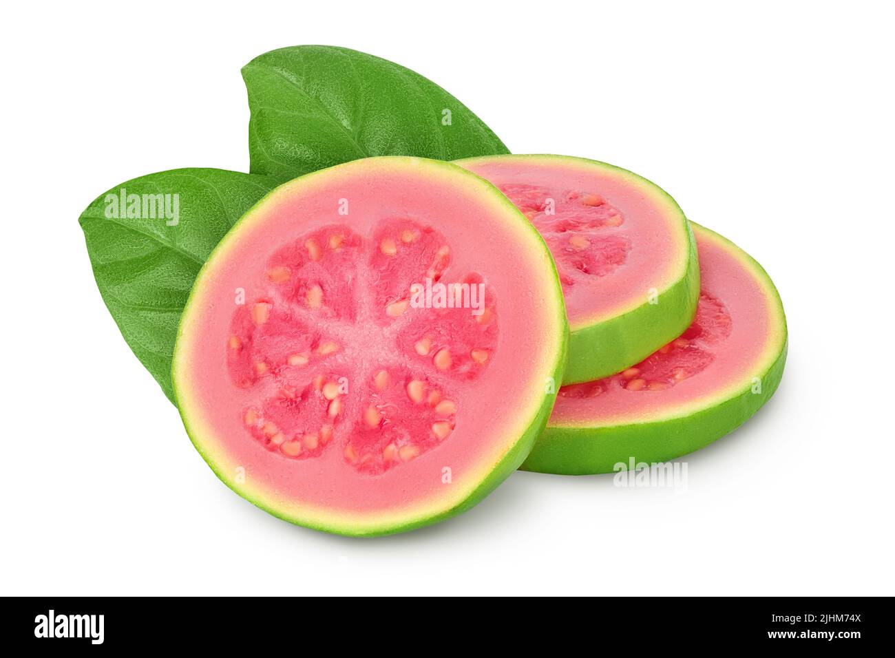 Guava fruit slices isolated on the white background with full depth of ...