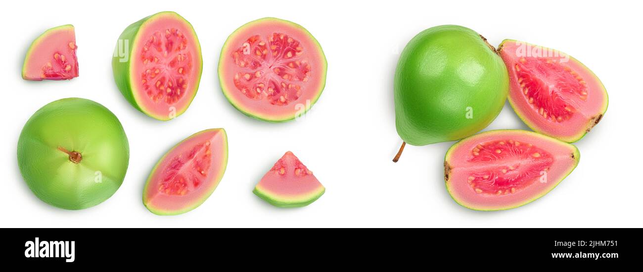 Guava fruit with slices isolated on white background with clipping path ...