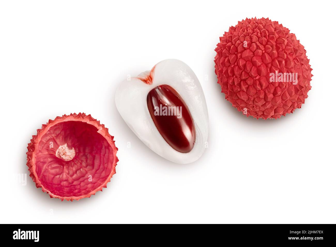 lychee fruit isolated on white background with full depth of field. Top ...
