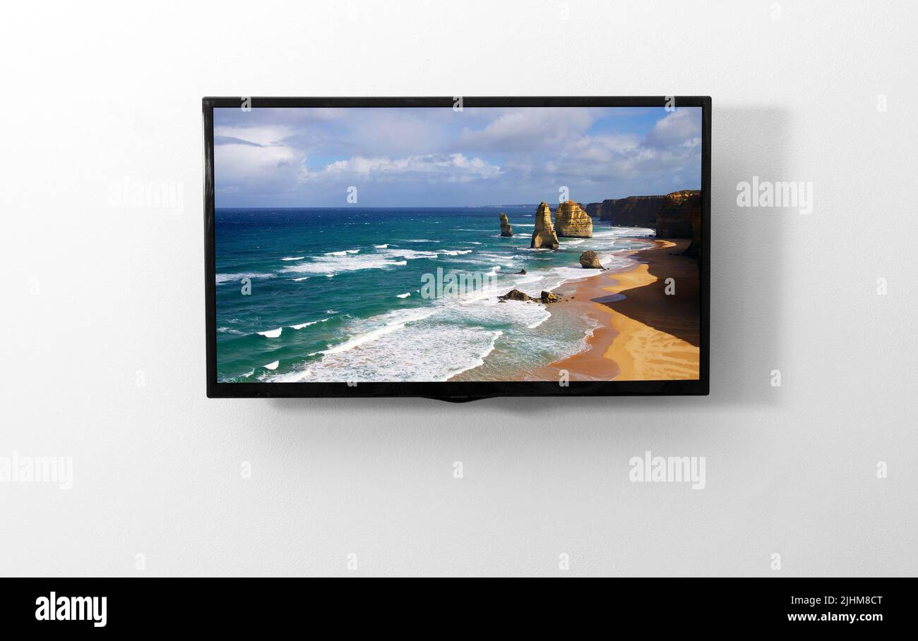TV monitor on the wall Stock Photo - Alamy