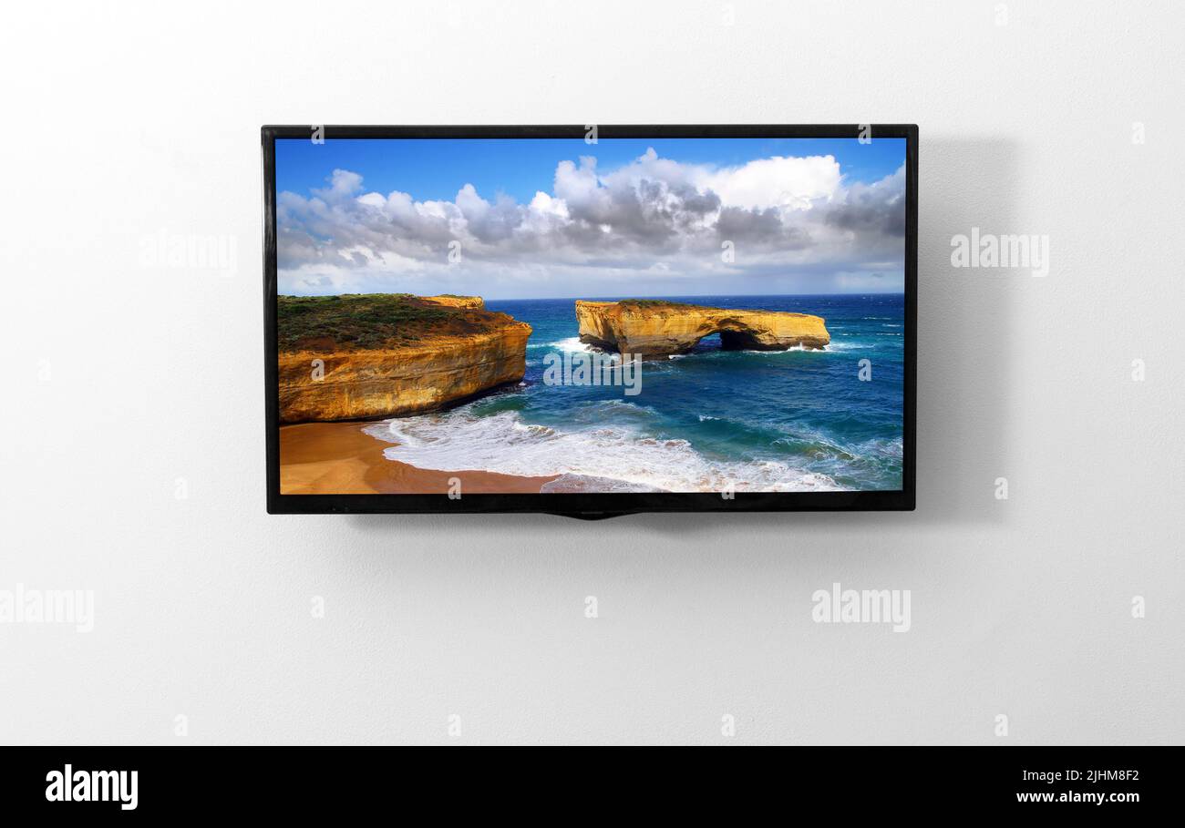 TV monitor on the wall Stock Photo - Alamy