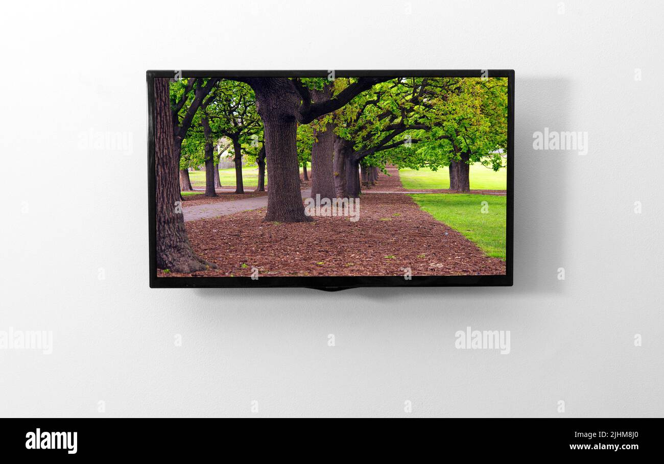 TV monitor on the wall Stock Photo - Alamy