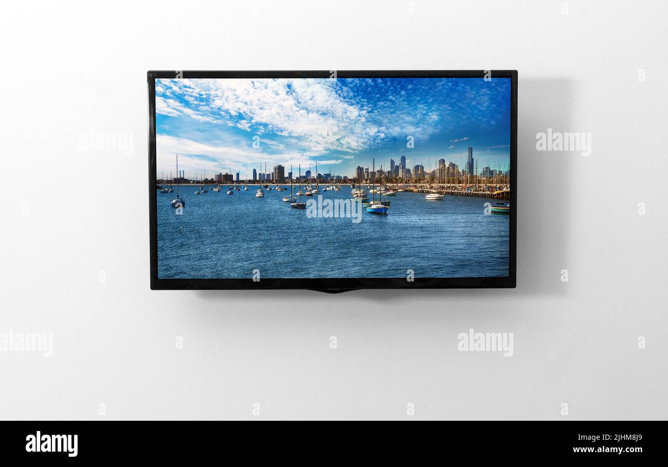 TV monitor on the wall Stock Photo - Alamy