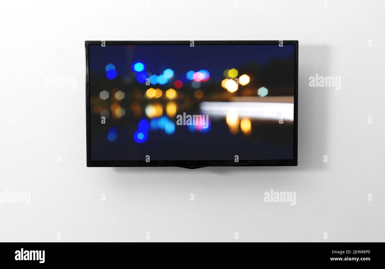 TV monitor on the wall Stock Photo - Alamy