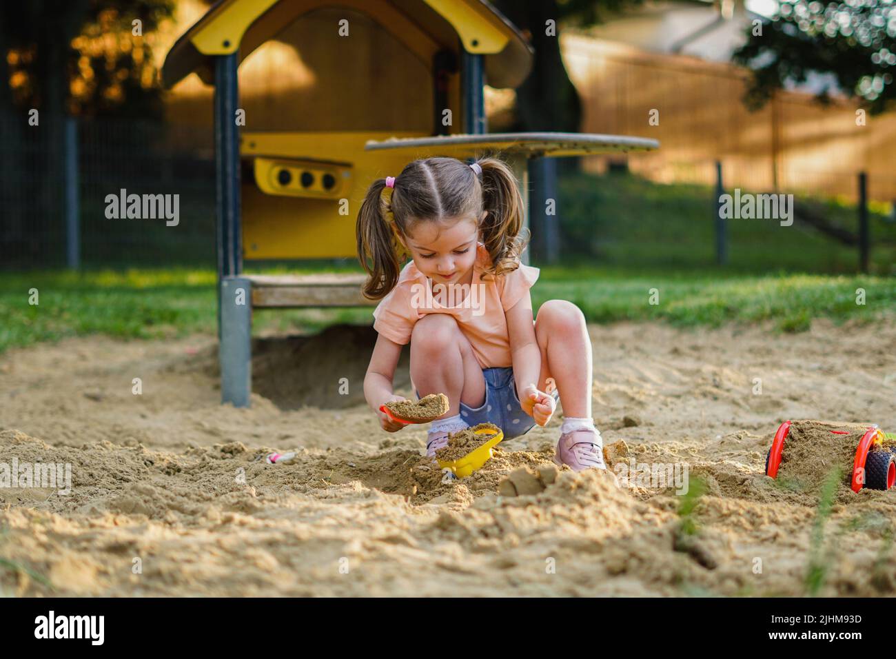 Beautiful baby having fun on sunny warm summer day - Cute toddler girl ...
