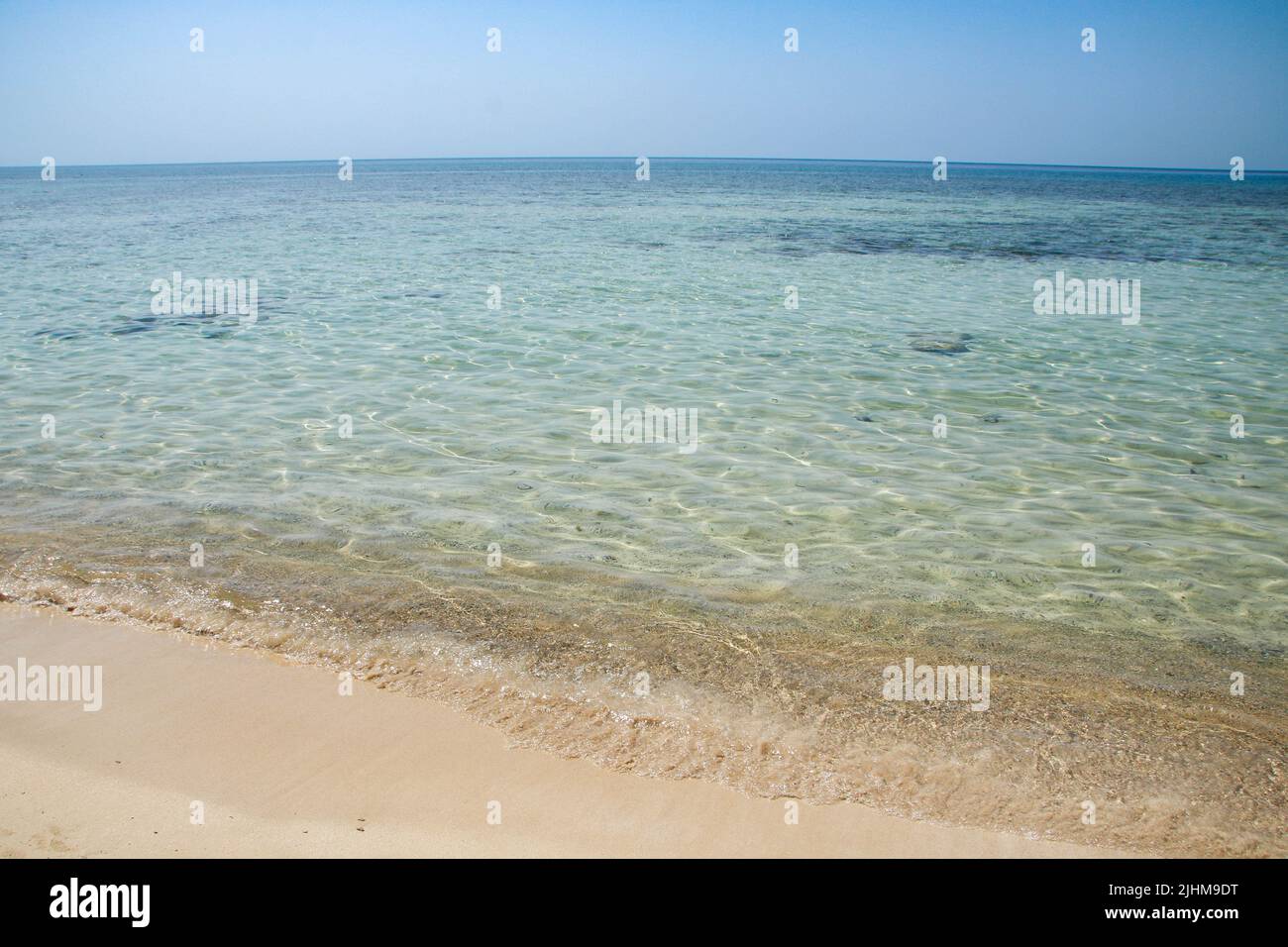 landscape of the beach at Pescoluse, also known as Salento Maldives, in ...