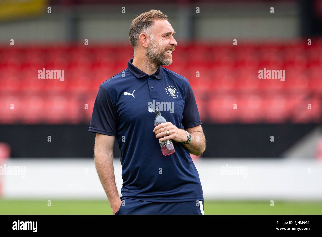 Richard Keogh #26 of Blackpool all smiles as he arrives at The ...