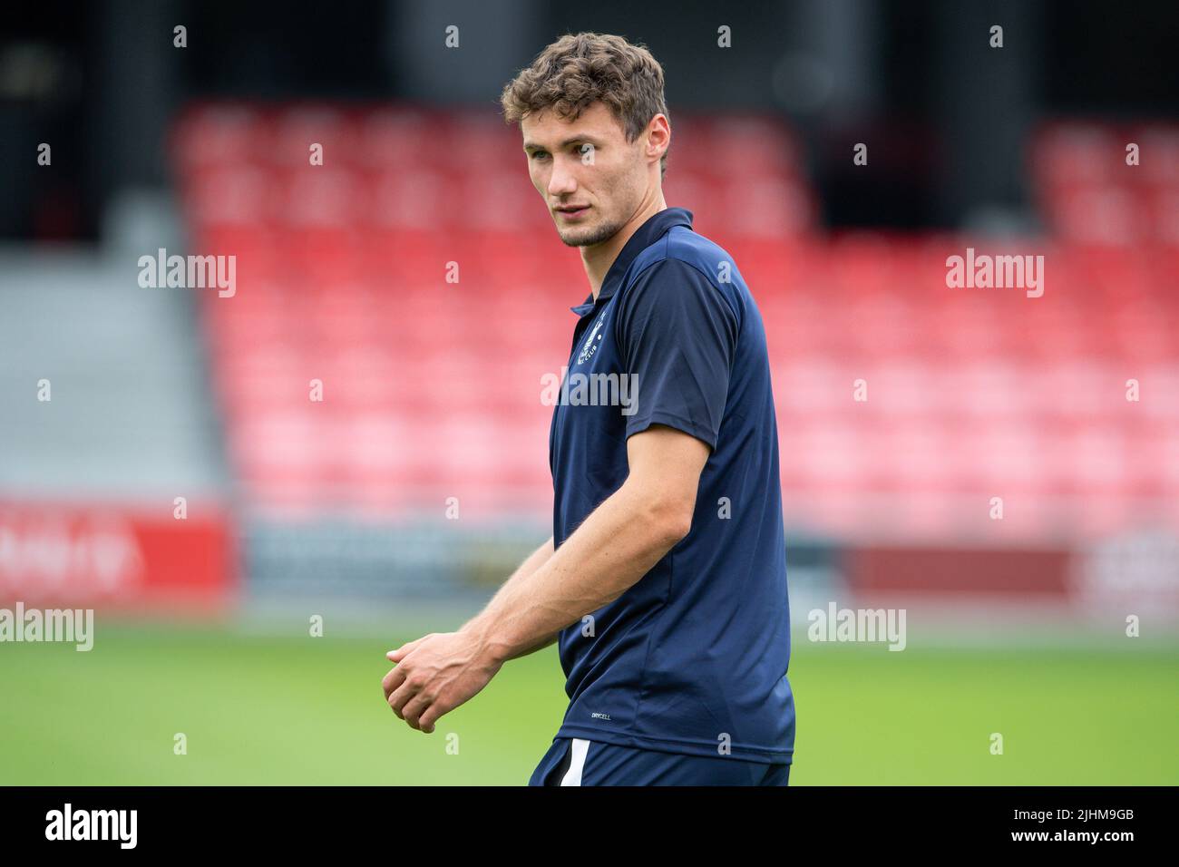Matty Virtue #17 of Blackpool arrives at The Peninsula Stadium, Home of ...