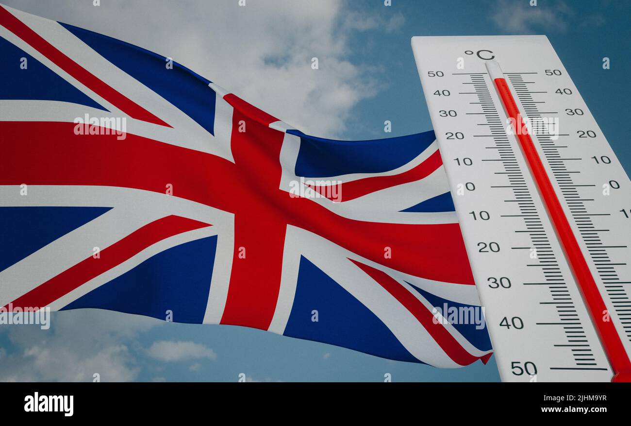 Flag england with thermometer 3d work hi-res stock photography and ...