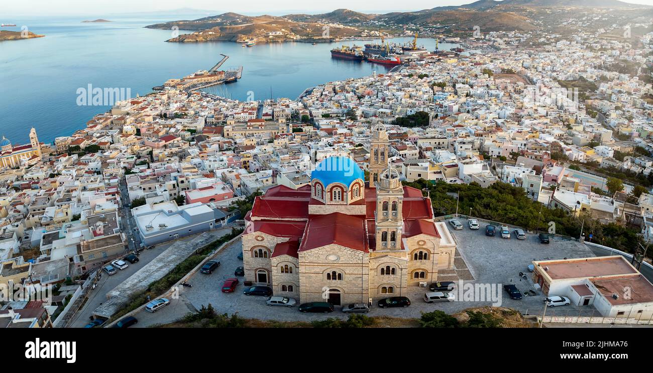 Syros port aerial view hi-res stock photography and images - Alamy